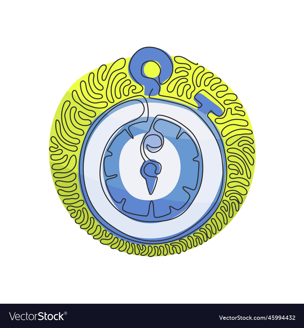 Single one line drawing stopwatch and solid Vector Image