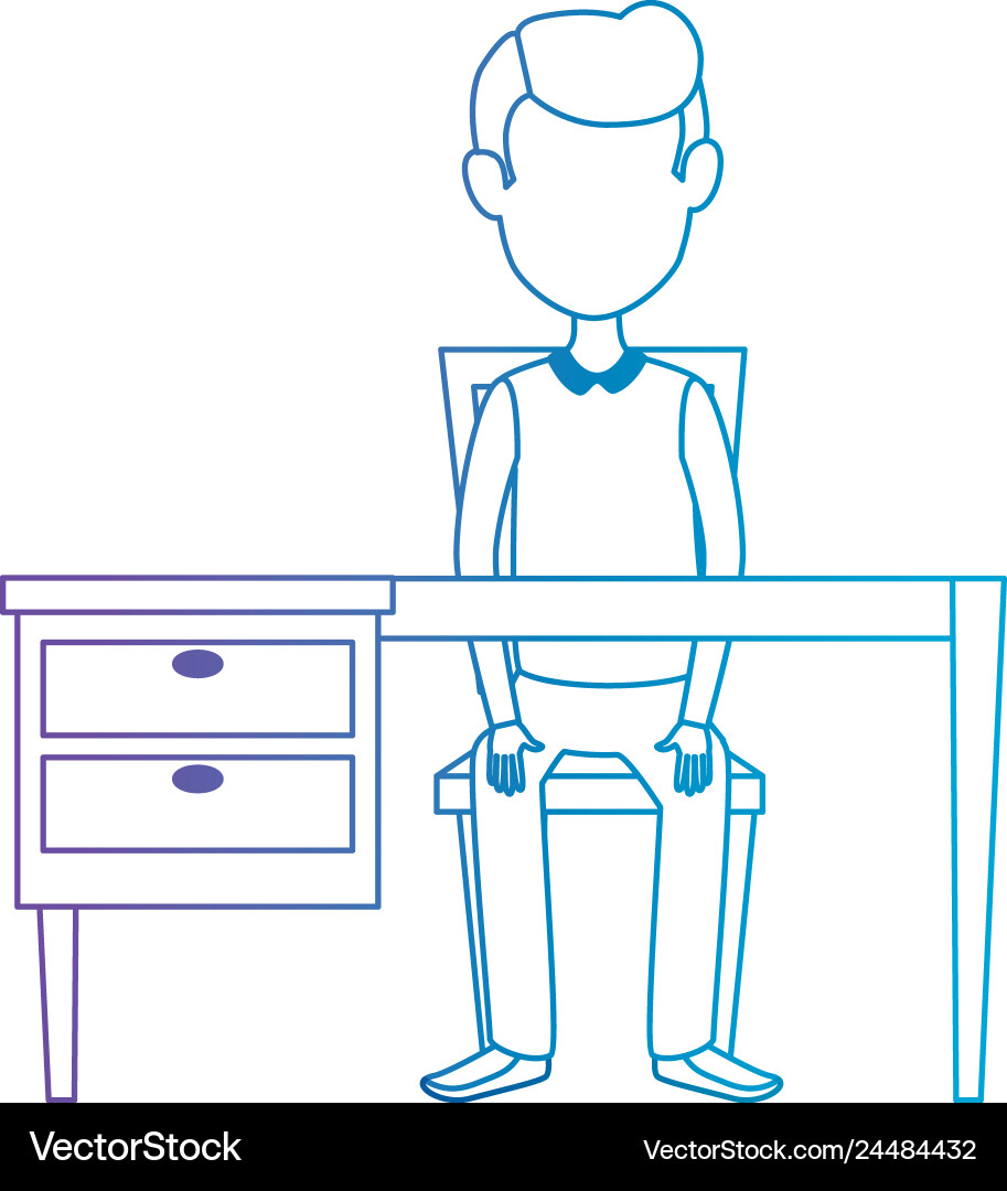 Young man avatar in the desk character Royalty Free Vector