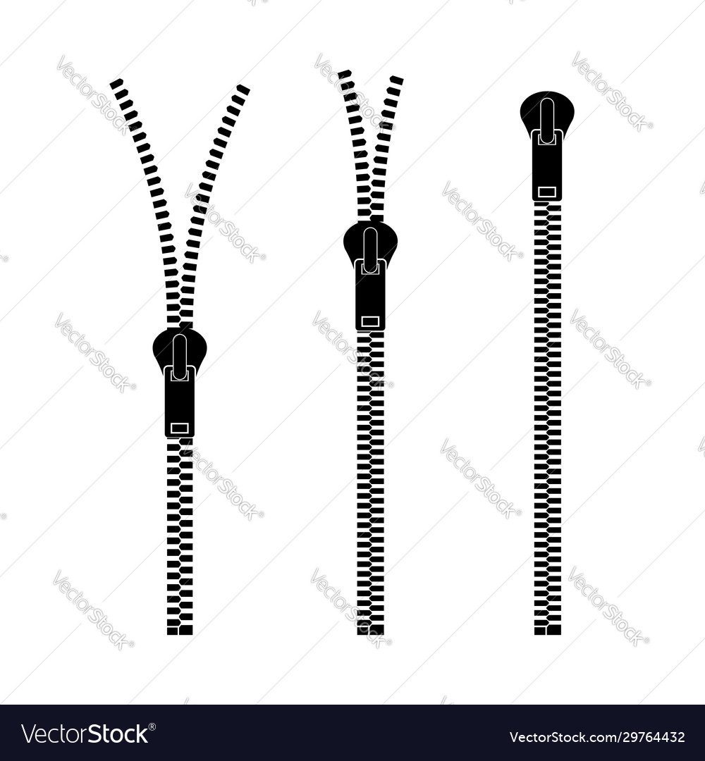 Zippers type set fastener metallic closed Vector Image Zippers type set fastener metallic closed Vector Image