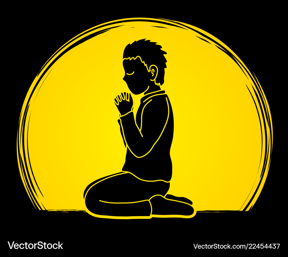 Boy praise god prayer christian praying Royalty Free Vector