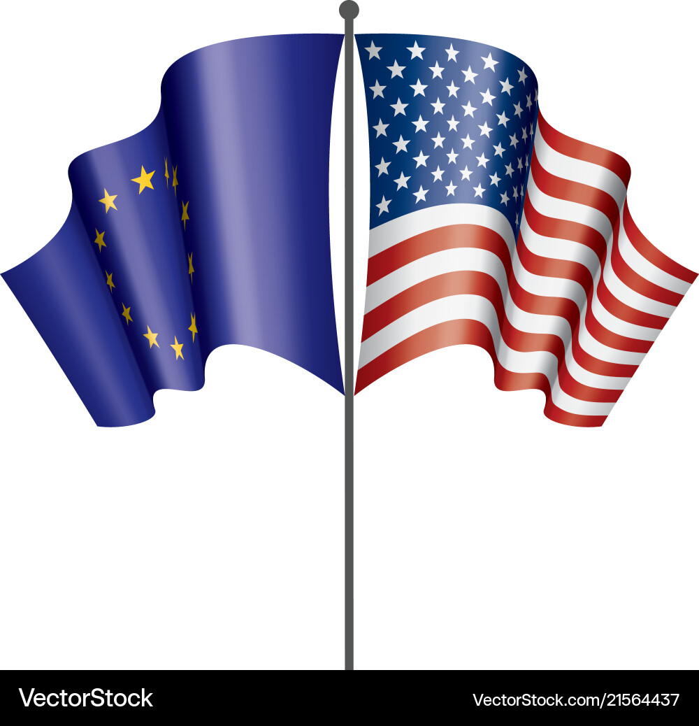 European union and american flags Royalty Free Vector Image