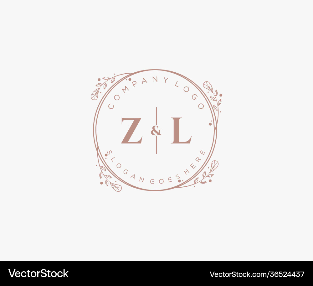Initial zl letters decorative luxury wedding logo Vector Image
