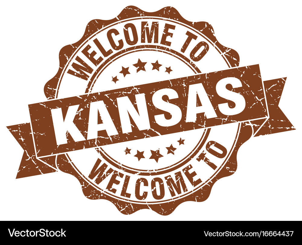 Kansas round ribbon seal Royalty Free Vector Image