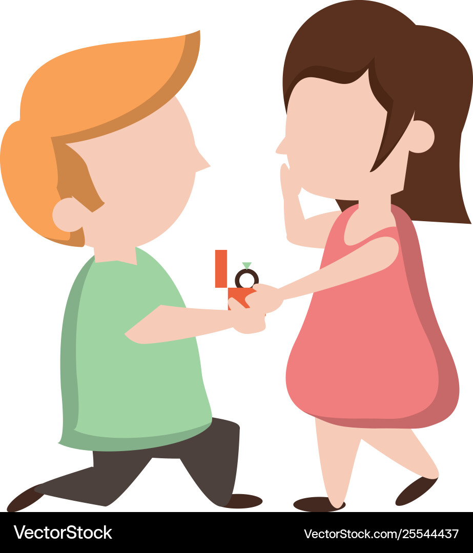 Kids in love cartoon Royalty Free Vector Image