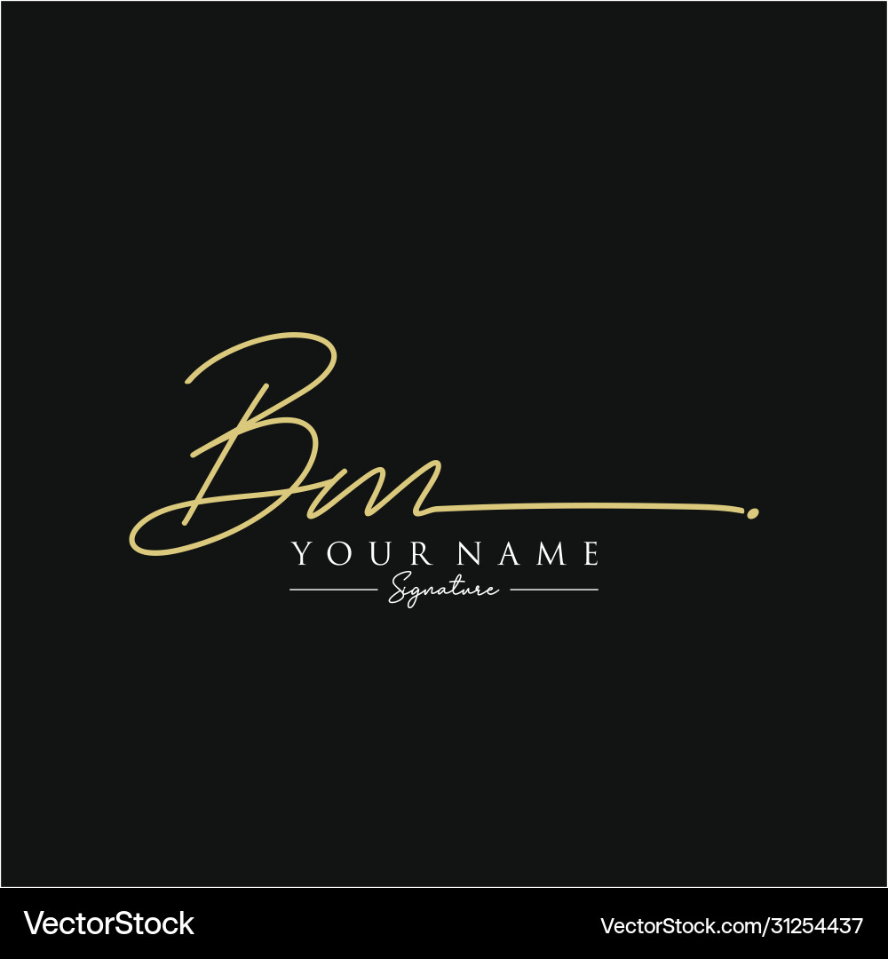 Letter bm signature logo template Royalty Free Vector Image