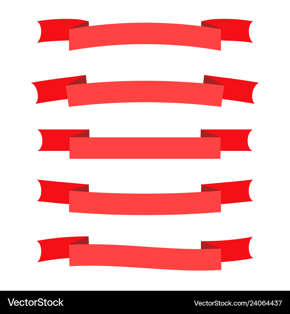 Red ribbon banners set beautiful blank Royalty Free Vector