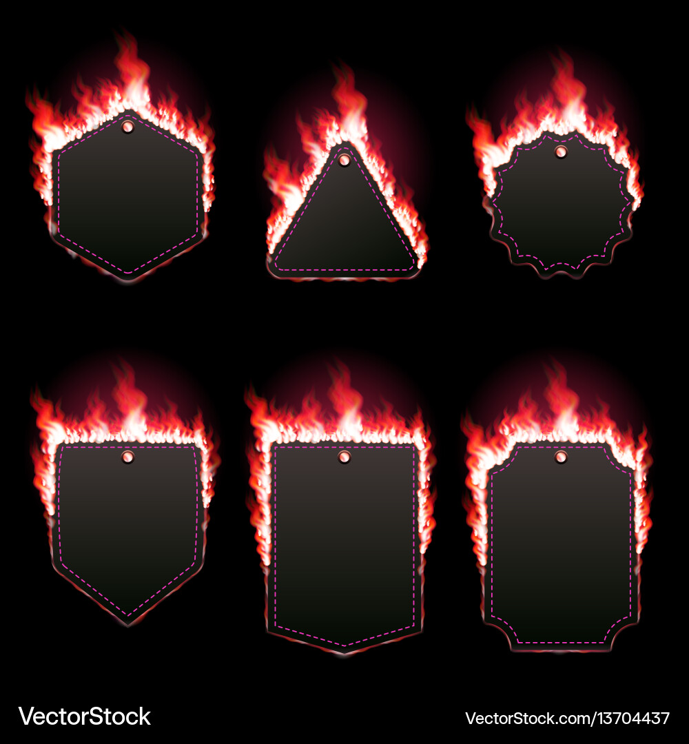Set of six frames surrounded with red lame Vector Image