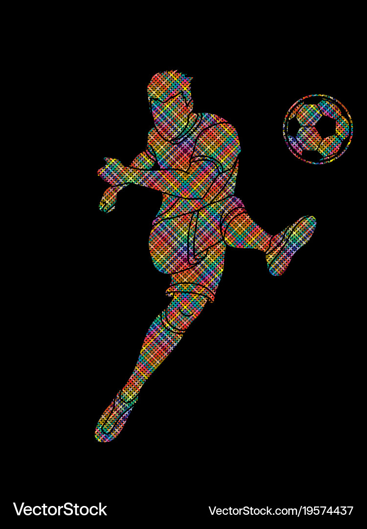 Soccer player shooting a ball action Royalty Free Vector