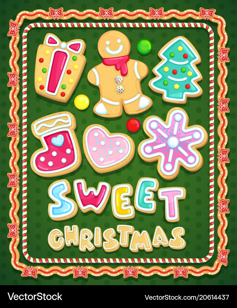 Sweet christmas cookies set Royalty Free Vector Image