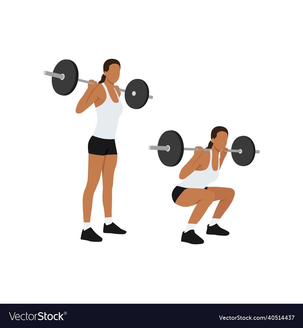 Woman doing squat with barbell exercise Royalty Free Vector