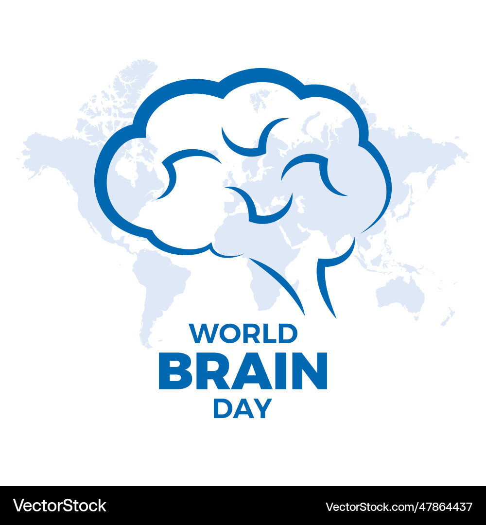 World brain day poster with abstract brain symbol Vector Image