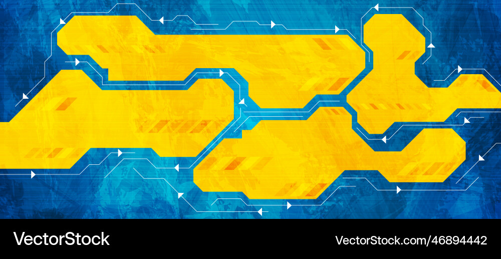 Blue yellow grunge hi-tech abstract background Vector Image