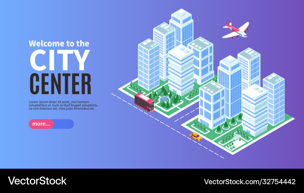 City center horizontal banner Royalty Free Vector Image