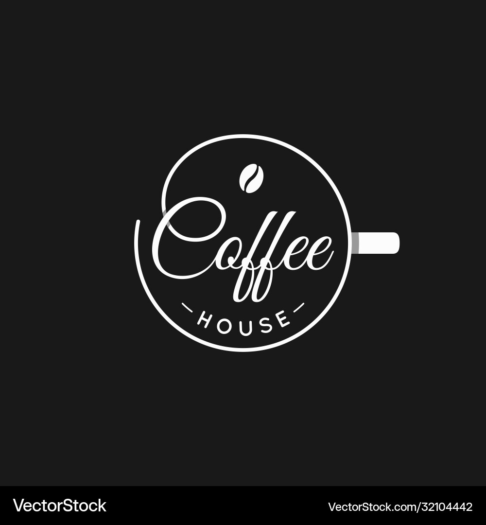 Coffee cup logo mug lettering on black Royalty Free Vector