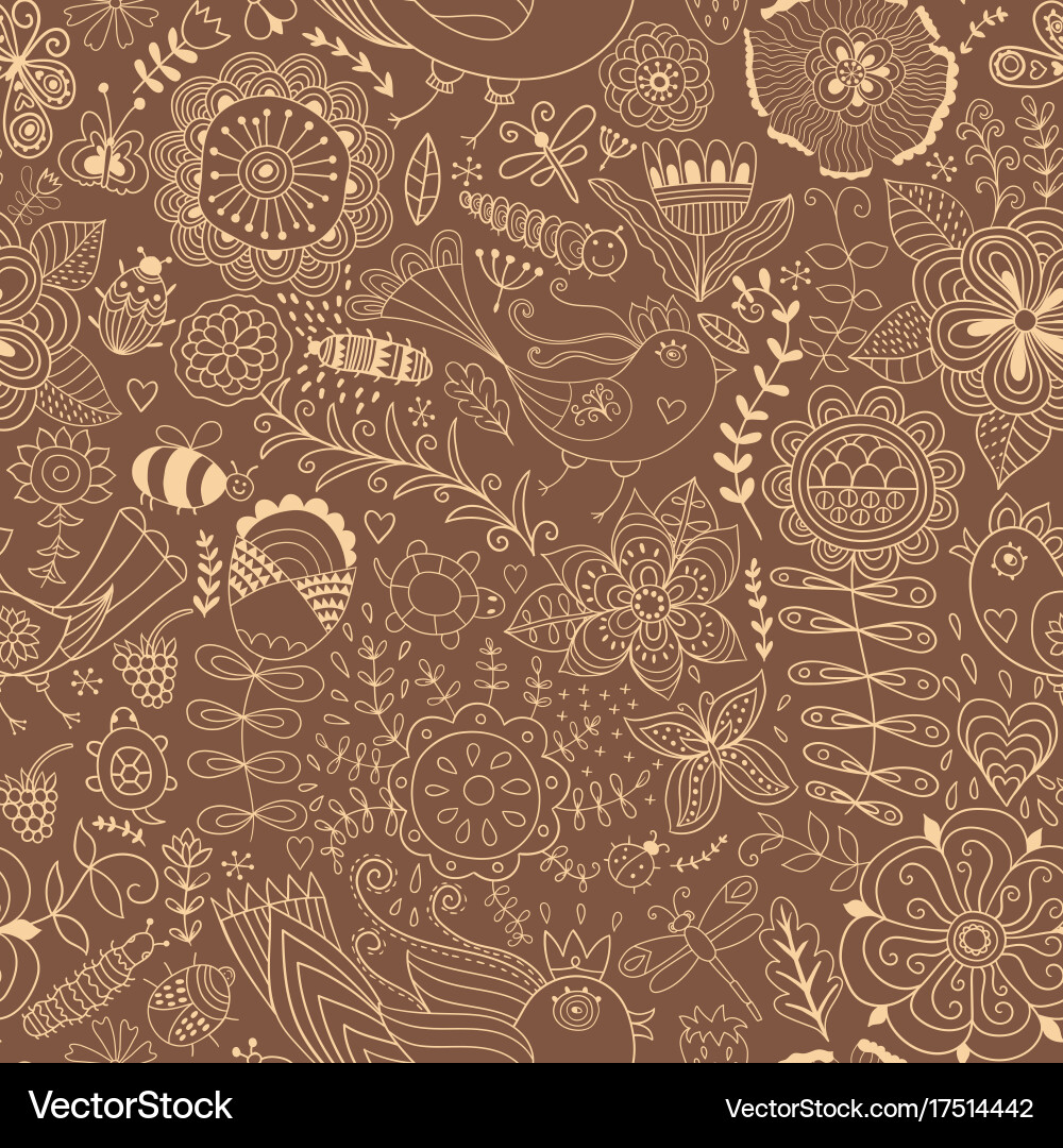 Colorful seamless botanic texture detailed Vector Image