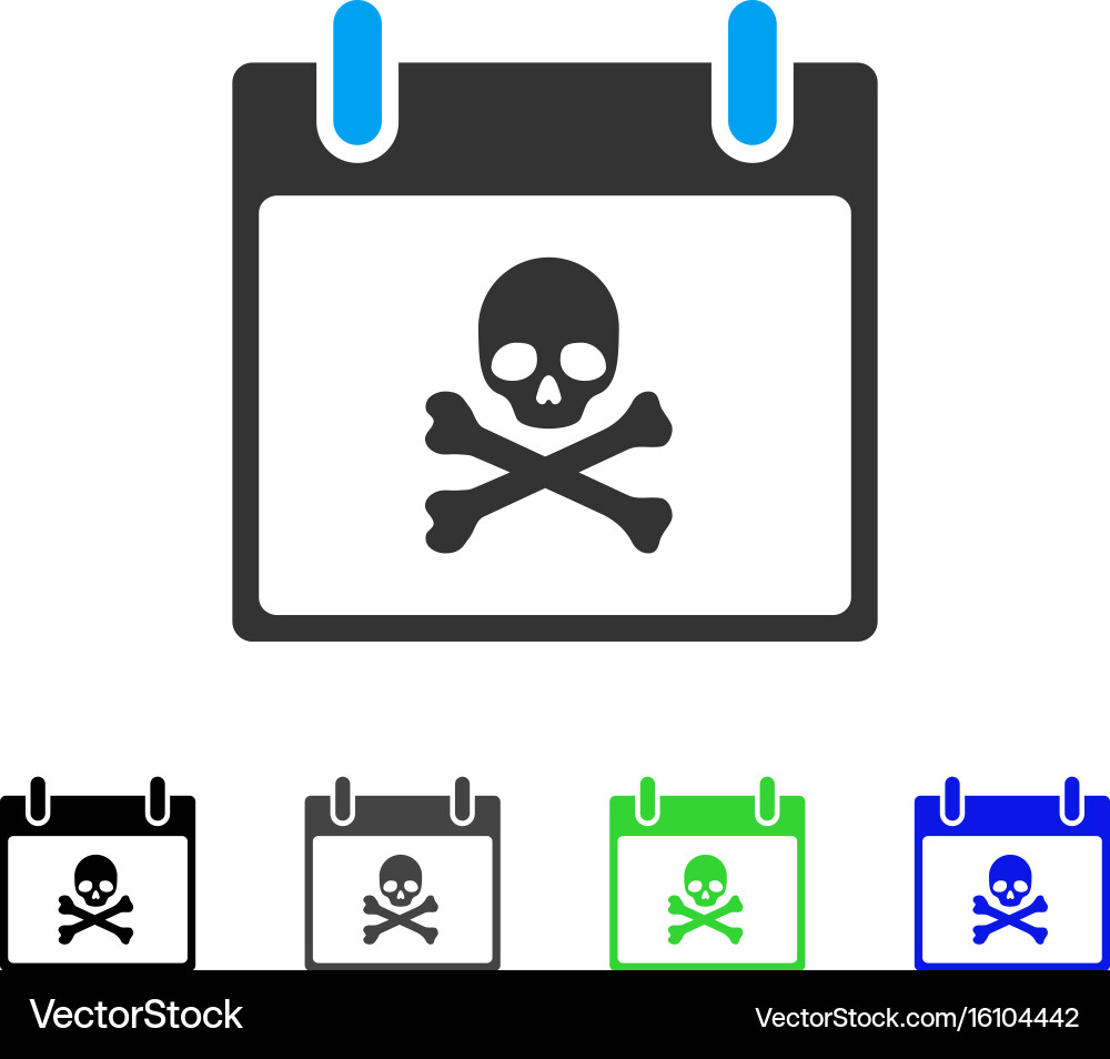 Death skull calendar day flat icon Royalty Free Vector Image