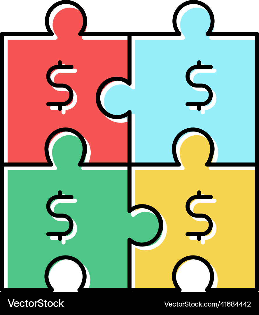 Financial puzzle and diversification color icon Vector Image