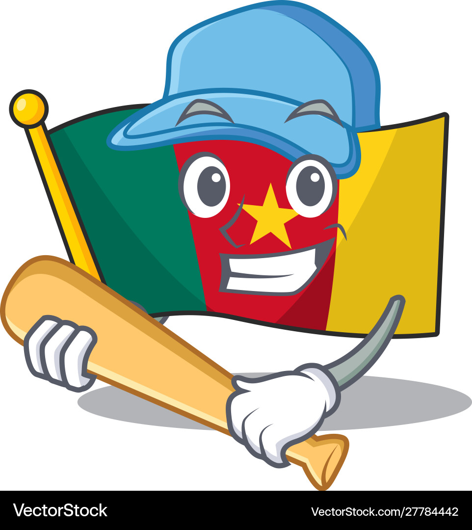 Flag cameroon cartoon in character shape playing Vector Image
