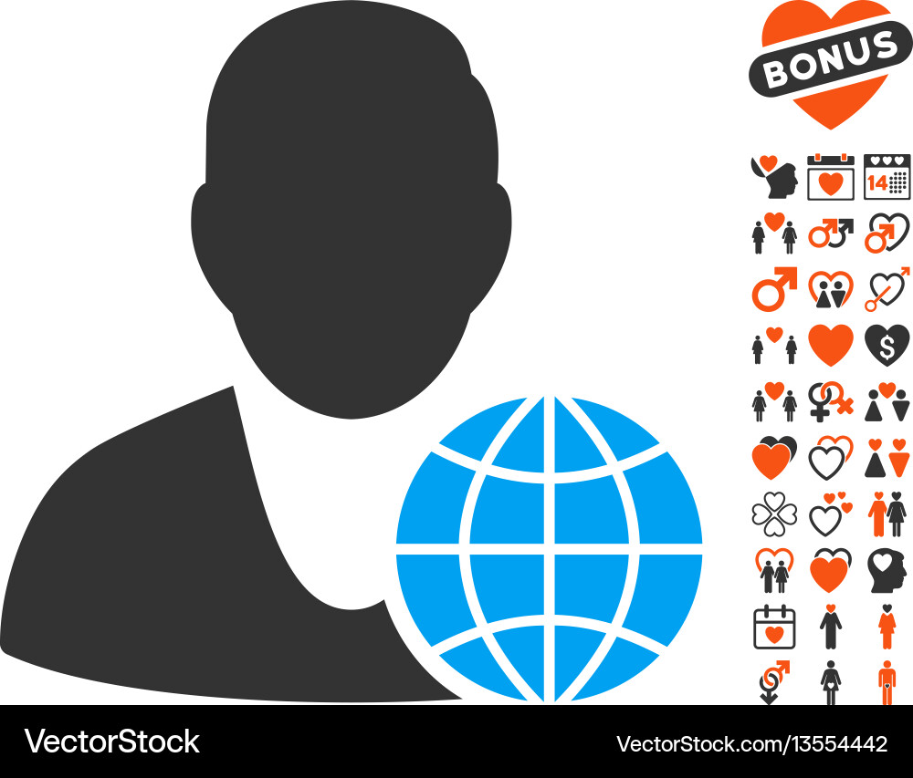Global manager icon with valentine bonus Vector Image