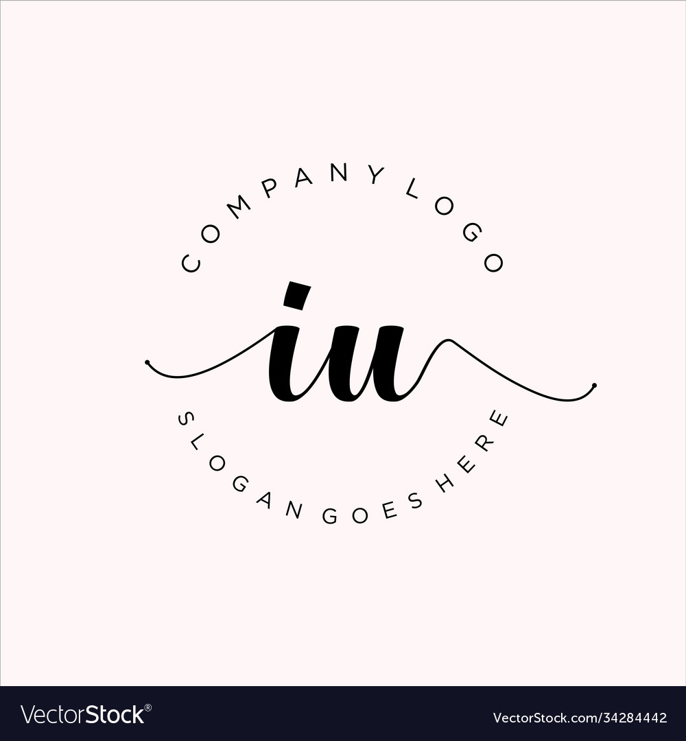 Initial iu handwriting logo with circle template Vector Image