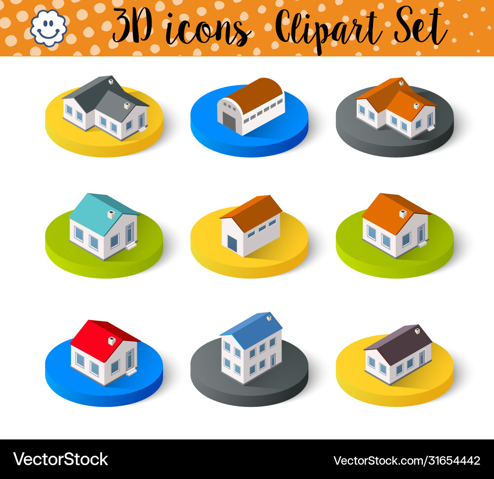 Isometric 3d icon city buildings for web Vector Image