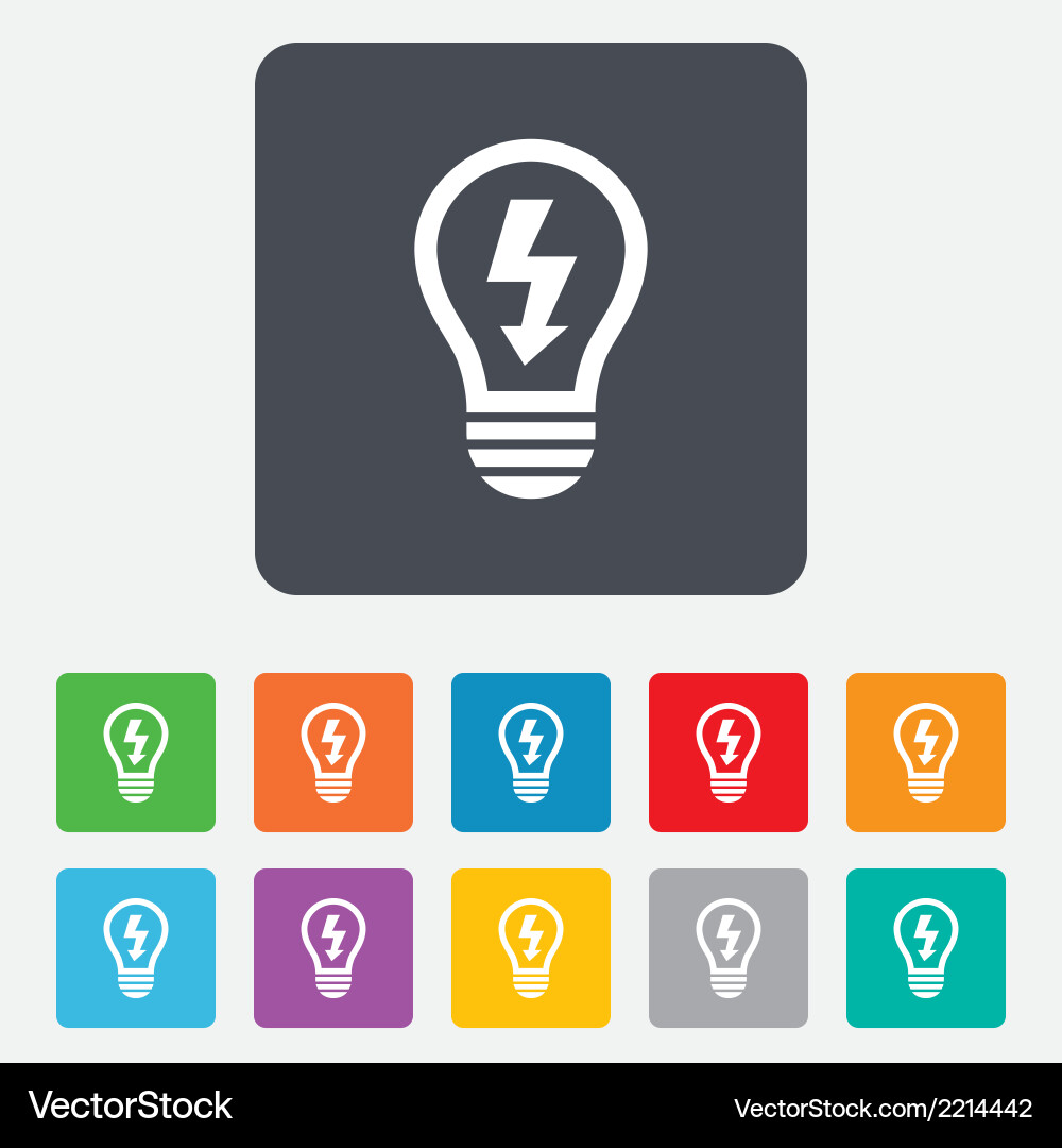 Light lamp sign icon bulb with lightning symbol Vector Image