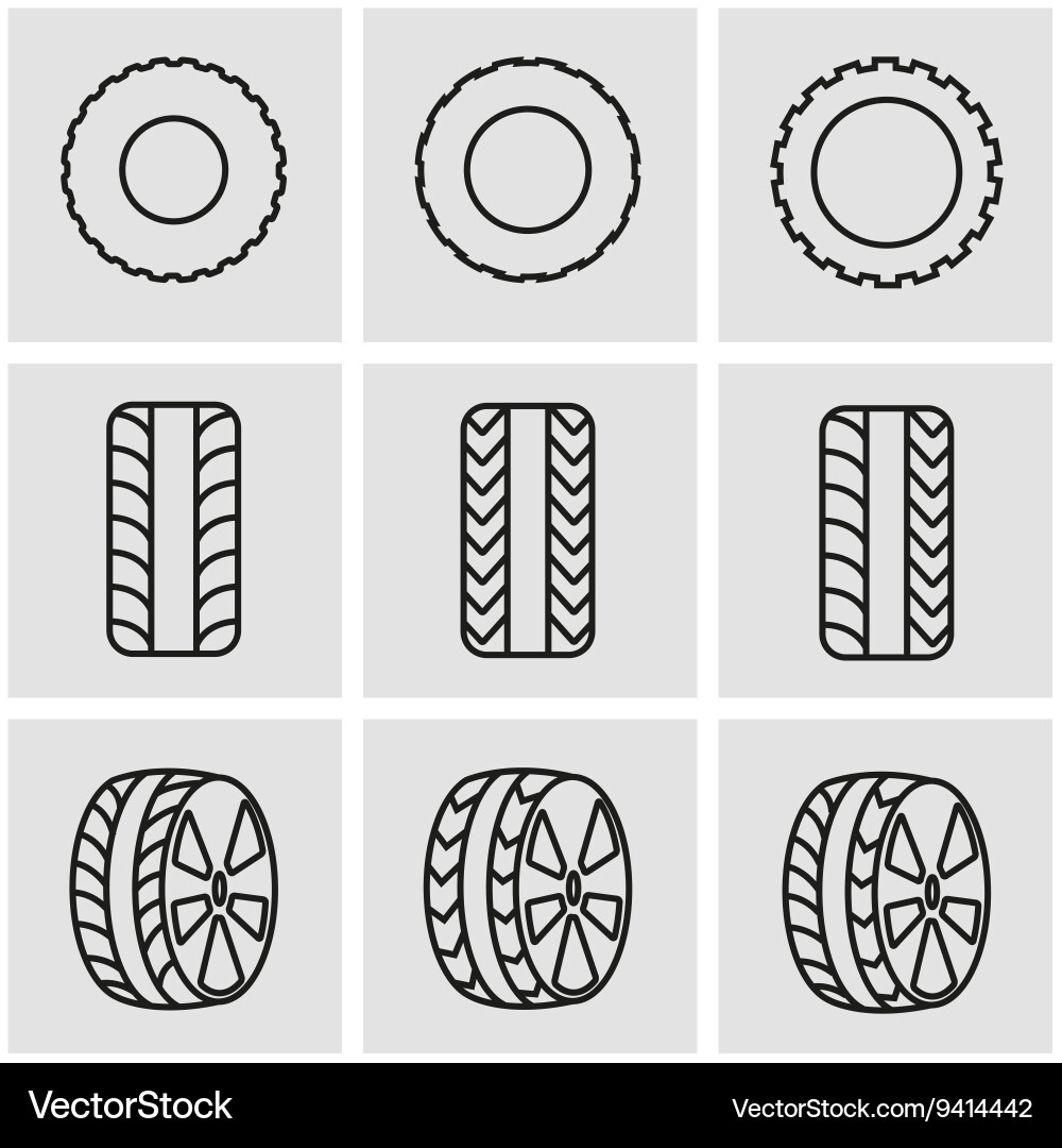 Line tire icon set Royalty Free Vector Image - VectorStock