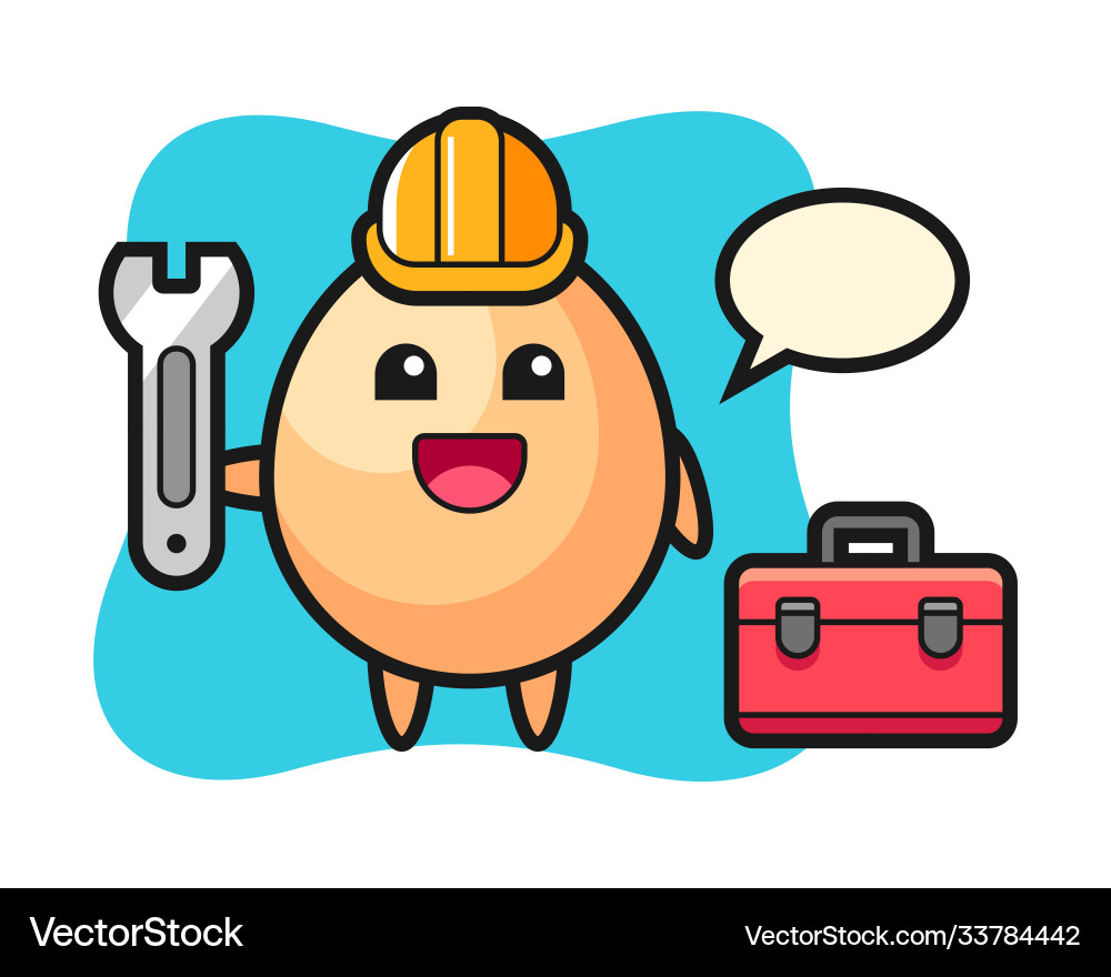 Mascot cartoon egg as a mechanic Royalty Free Vector Image