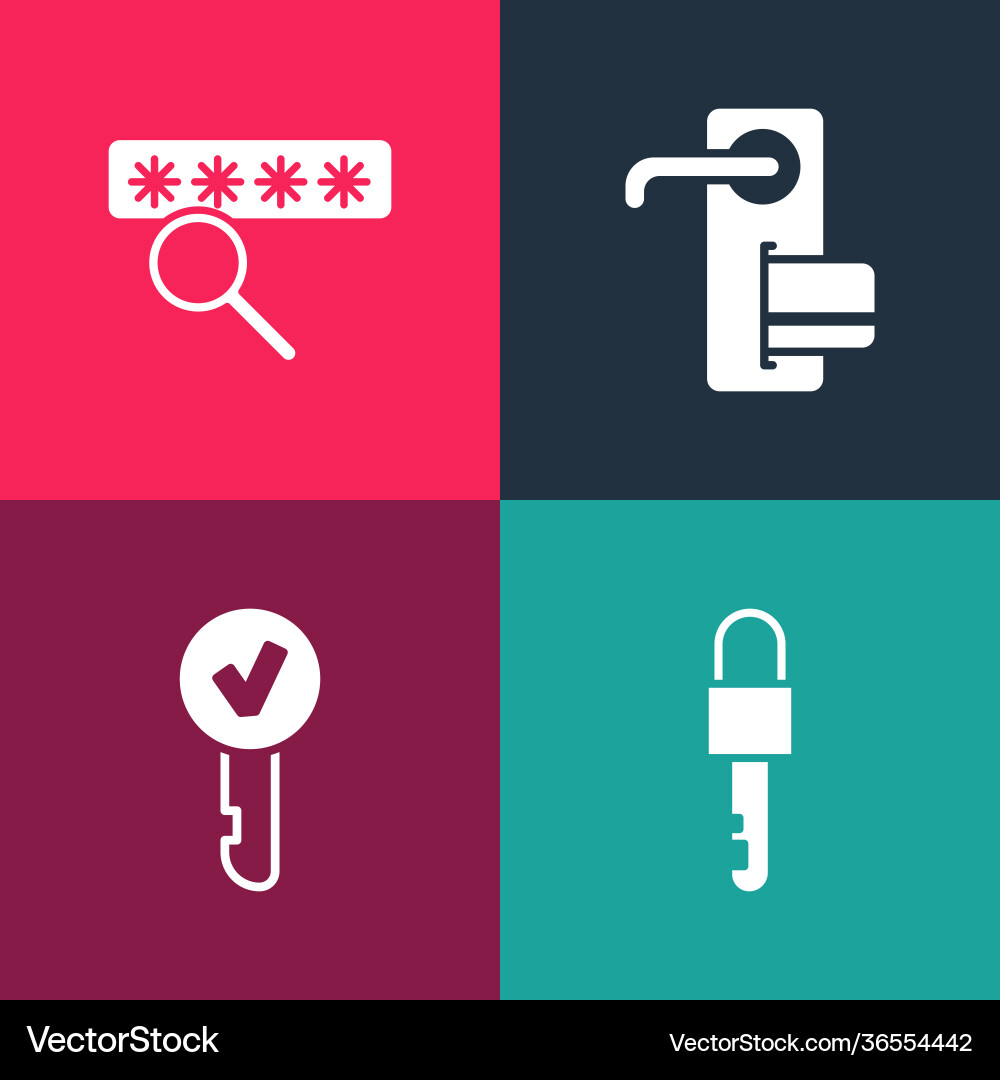 Set pop art locked key key digital door lock Vector Image