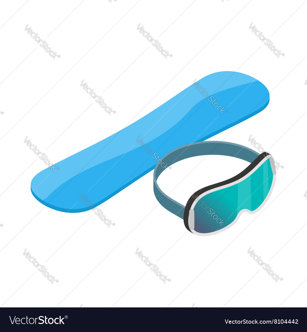Snowboard and mask icon isometric 3d style Vector Image