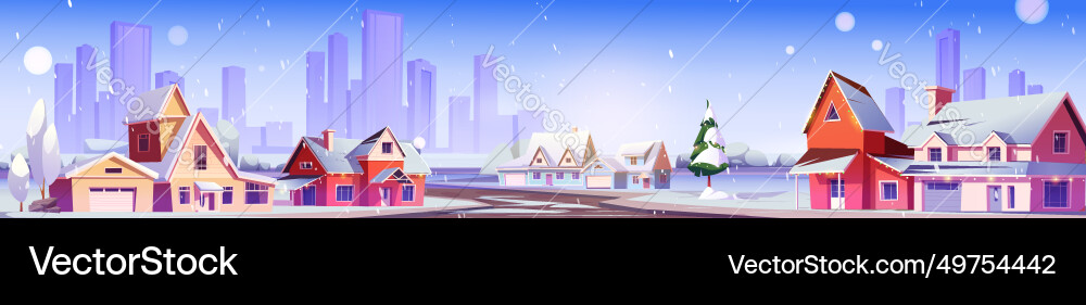 Suburban landscape in winter Royalty Free Vector Image