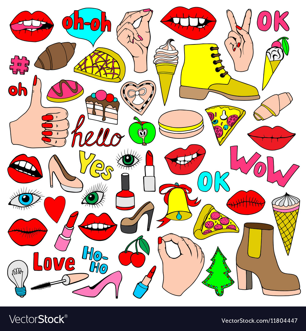 Cartoon patch badges Royalty Free Vector Image