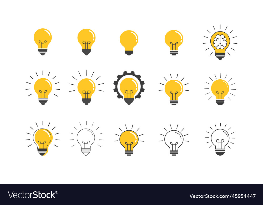 Collection of light bulbs logos element Royalty Free Vector