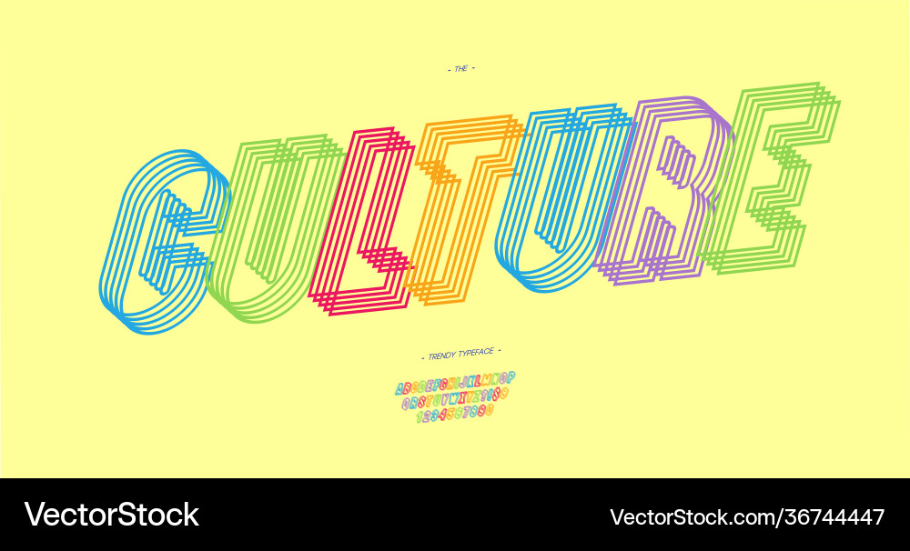 Culture font 3d bold color style Royalty Free Vector Image