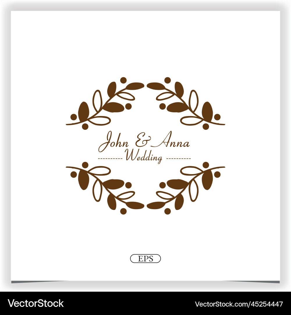 Floral wedding logo premium elegant template eps Vector Image