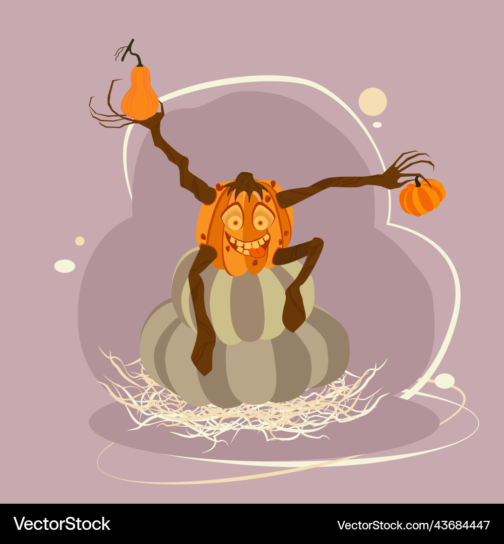 Halloween pumpkin with legs and hands sitting Vector Image