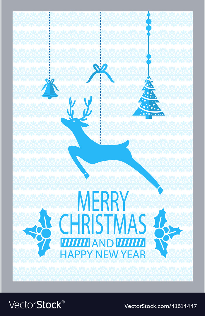 Merry christmas greeting card with deer Royalty Free Vector