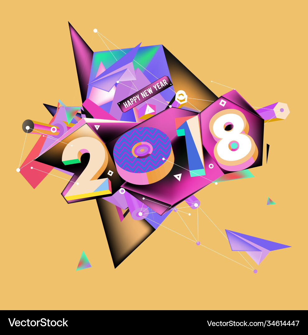 New year 2018 colorful design Royalty Free Vector Image