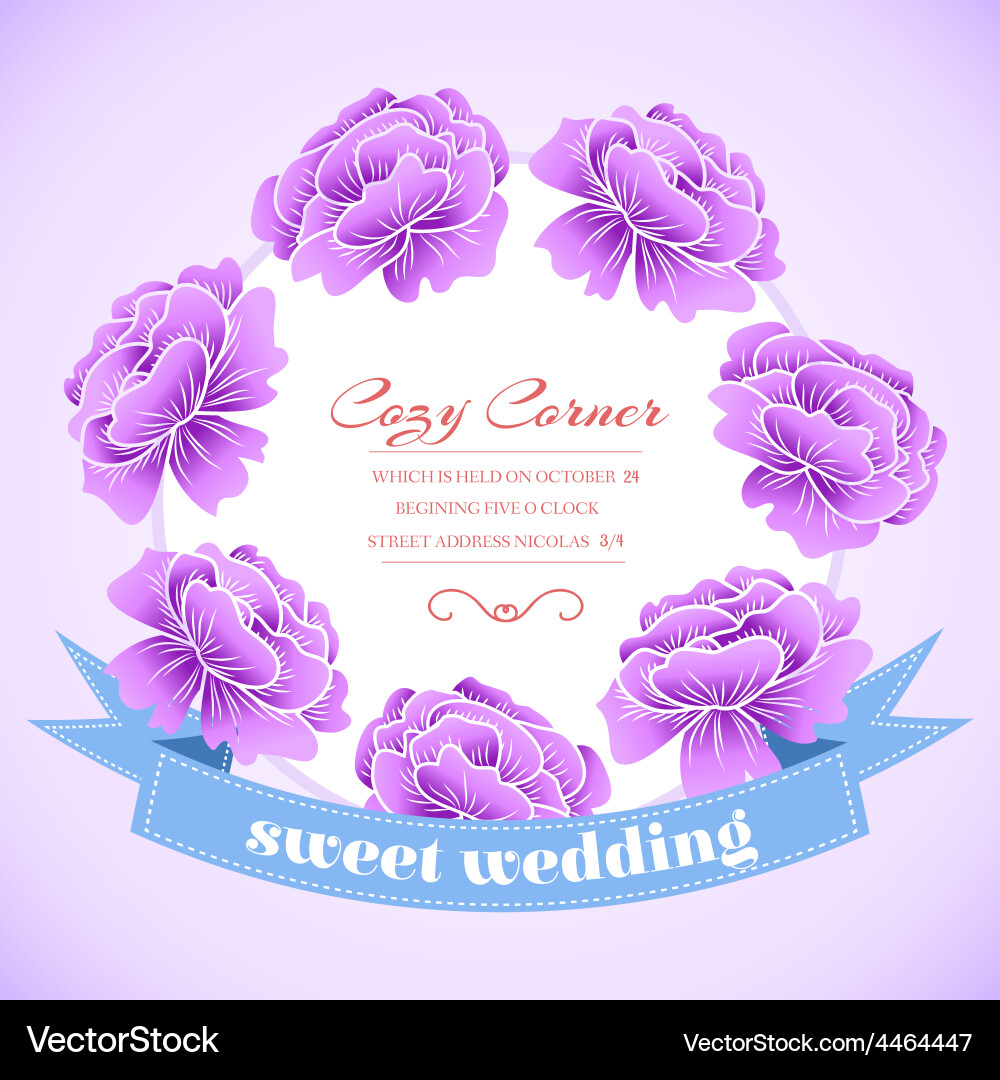 Retro flower circle with ribbon concept Royalty Free Vector