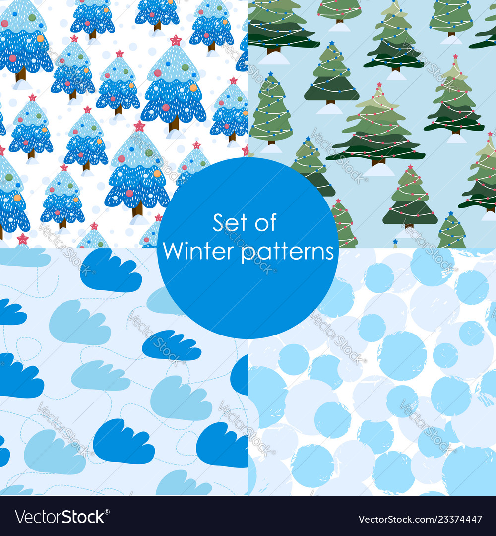 Set of winter patterns seamless christmas pattern Vector Image