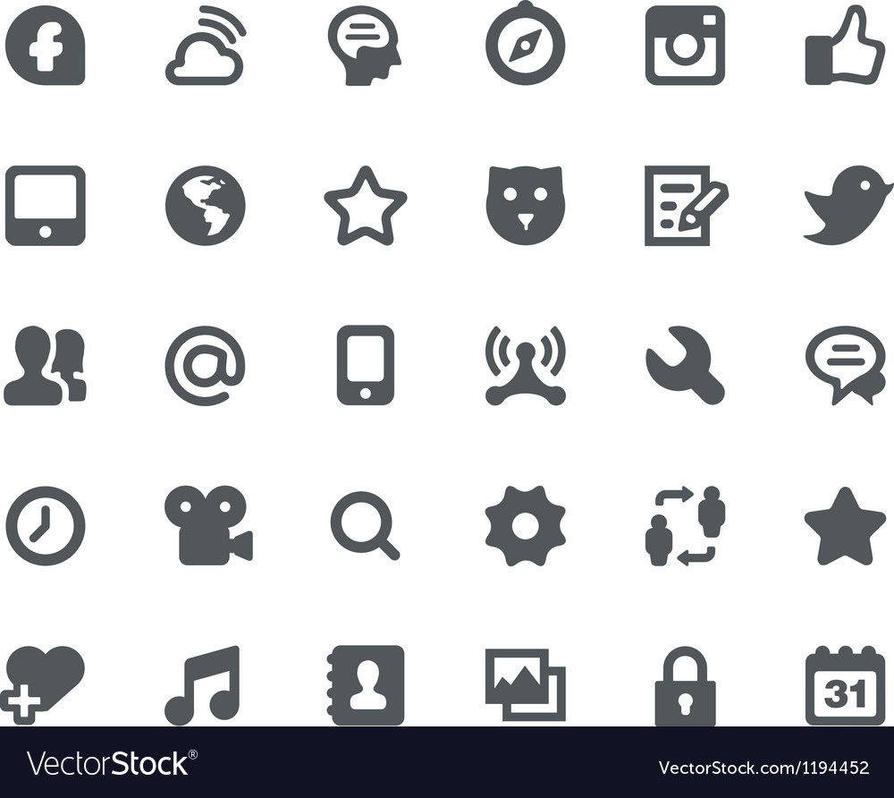 30 social media network icons Royalty Free Vector Image