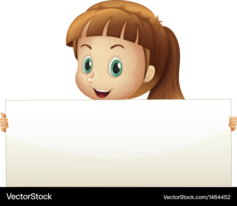 A cute girl holding an empty banner Royalty Free Vector