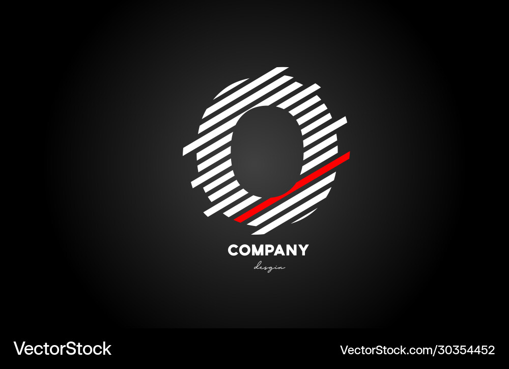 Black white red o alphabet letter logo design Vector Image