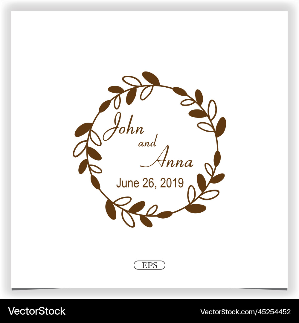 Circle floral wedding invitation logo premium Vector Image
