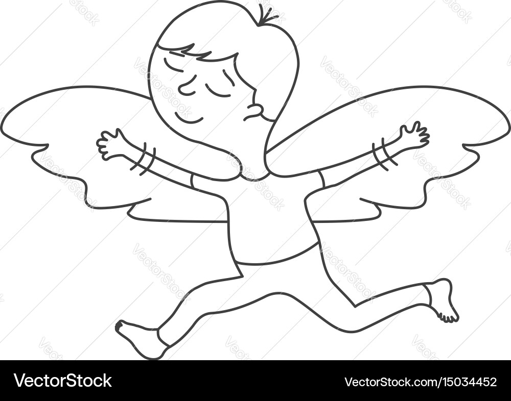 Cute cartoon character with wings in a linear Vector Image