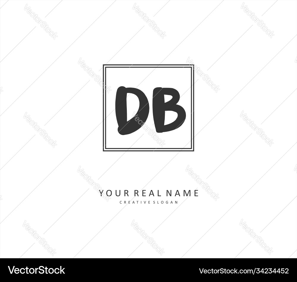 D b db initial letter handwriting and signature Vector Image