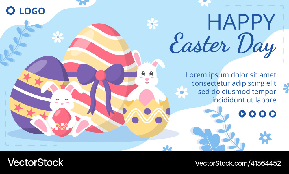 Happy easter day post template flat editable Vector Image