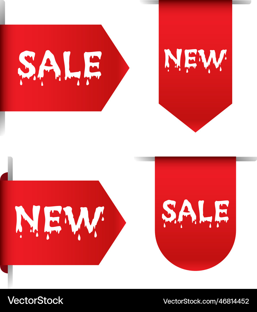 New red banners ribbons or labels Royalty Free Vector Image
