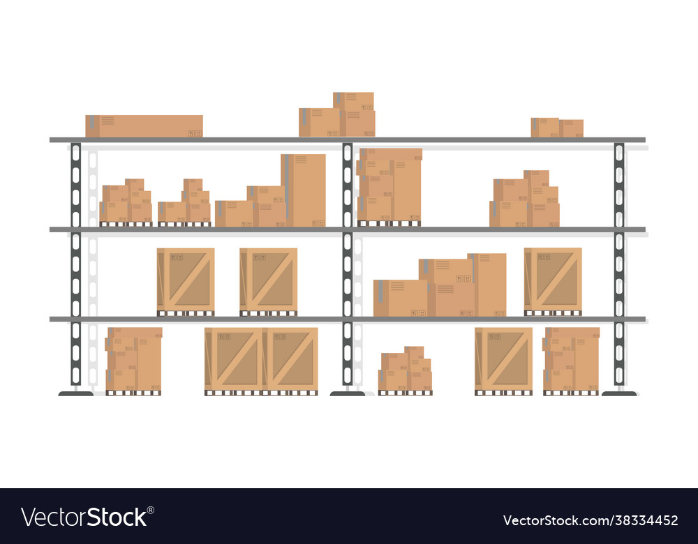 Rack with boxes boxes for transporting cargo Vector Image
