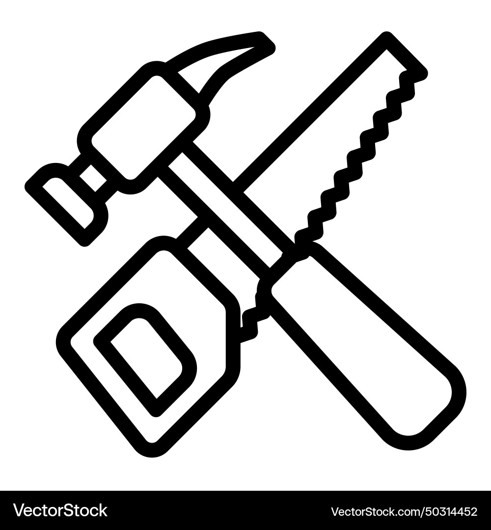 Saw and hammer flat icon isolated on white Vector Image